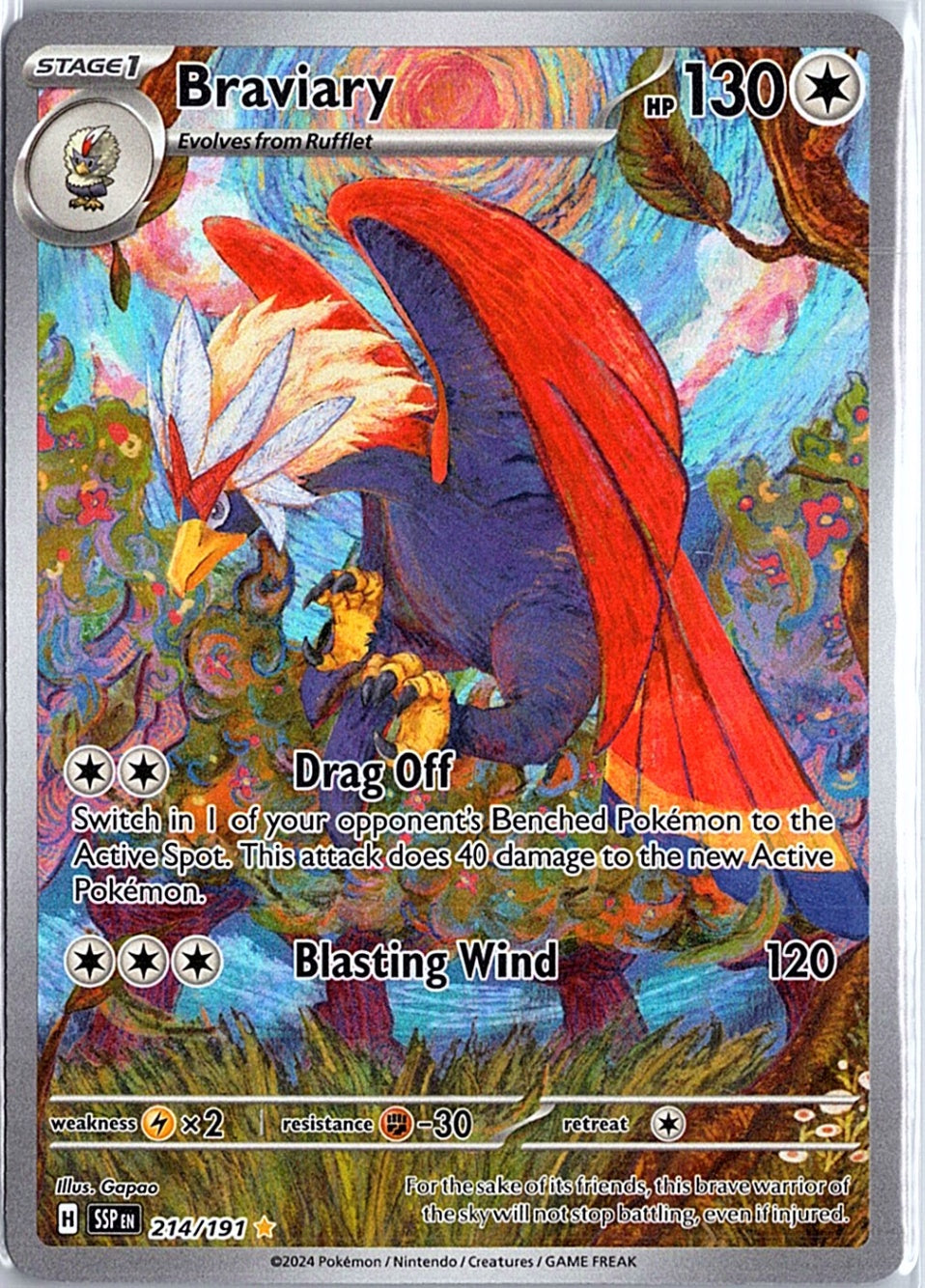 Braviary Illustration Rare SV08: Surging Sparks 214/191 NM – Eastside ...